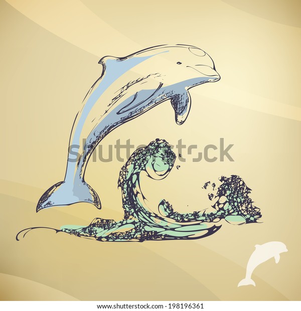 Vintage Dolphin Stock Vector (Royalty Free) 198196361 | Shutterstock
