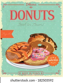 Vintage Donuts Poster Label Retro Style Stock Vector (Royalty Free ...