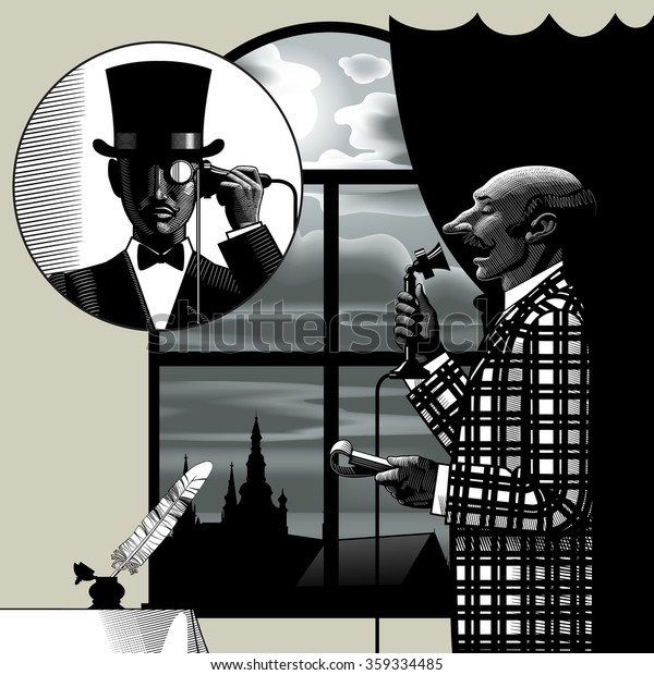 Vintage Drawing Men Retro Suits Connected Stock Vector (Royalty Free ...