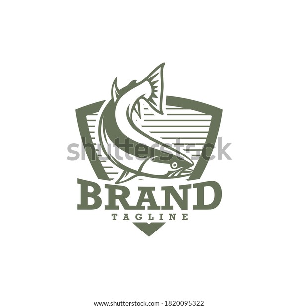 Vintage Emblem Fish Shield Logo Design Stock Vector (Royalty Free ...