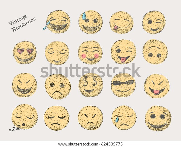 Vintage Emoticons Vector Stock Vector (Royalty Free) 624535775 ...