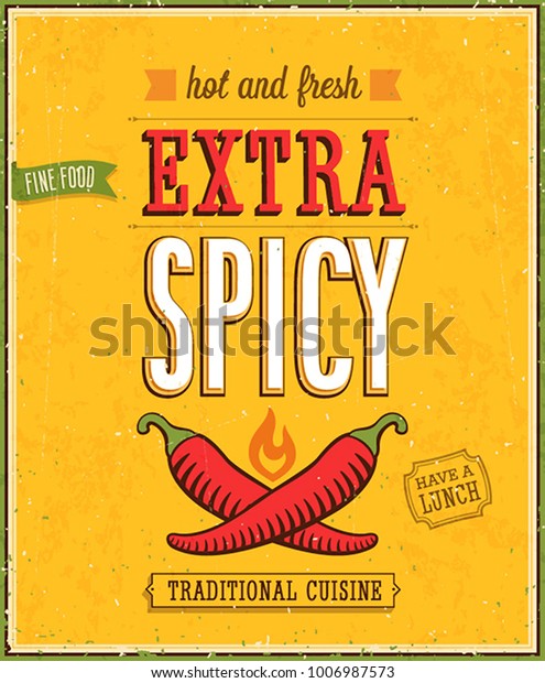 Vintage Extra Spicy Poster Vector Illustration Stock Vector (Royalty ...