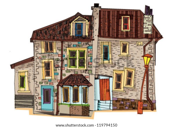 Vintage Facade Bristol Cartoon Stock Vector (Royalty Free) 119794150 ...