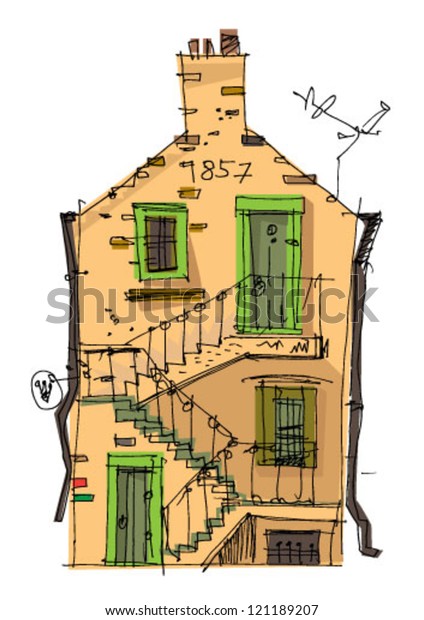 Vintage Facade Dublin Cartoon Stock Vector (Royalty Free) 121189207 ...