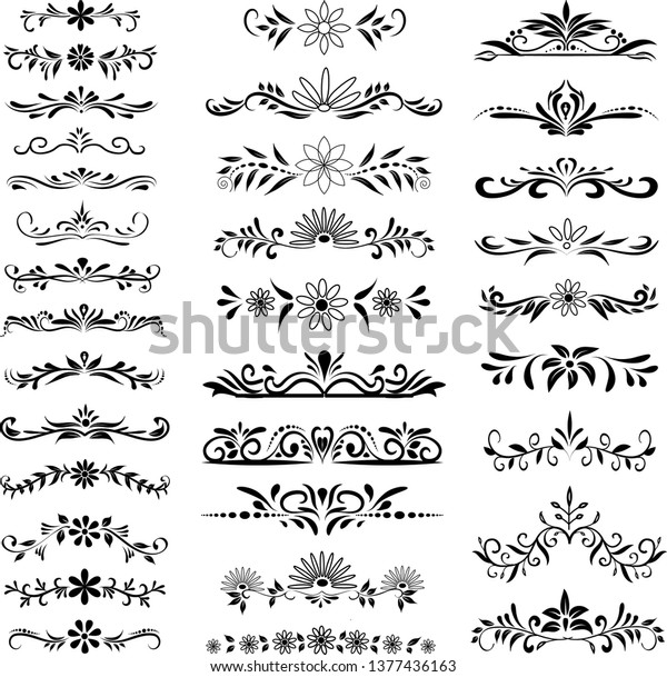 Vintage Floral Borders Vector Pack Stock Vector (Royalty Free ...