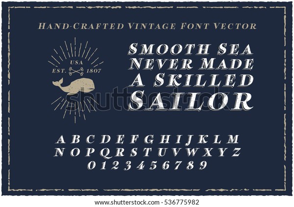 Vintage Font Handcrafted Nautical Style Vector Stock Vector (Royalty ...