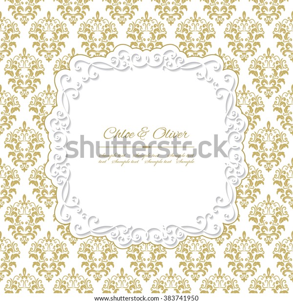Vintage Frame On Damask Stock Vector (Royalty Free) 383741950