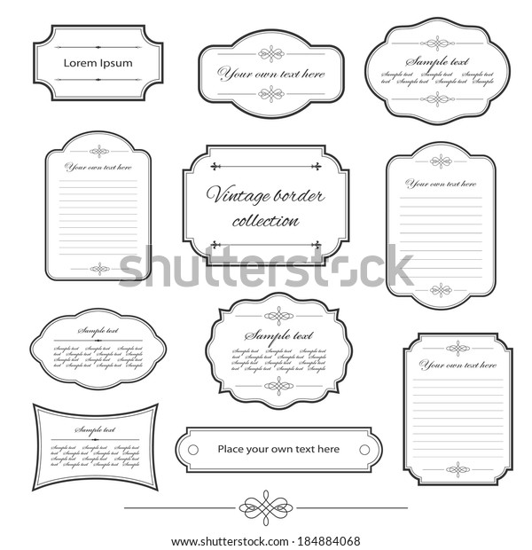 Vintage Frame Set Isolated On White Stock Vector (Royalty Free) 184884068 Vintage Frame Set Isolated On White Stock Vector (Royalty Free) 184884068