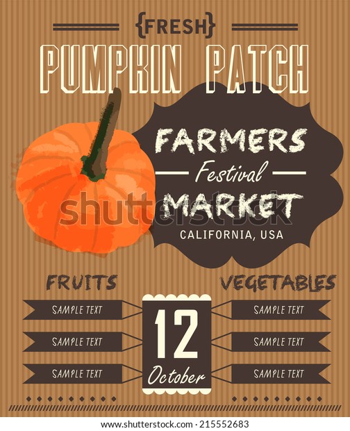 Vintage Fresh Pumpkin Patch Poster Stock Vector (Royalty Free ...