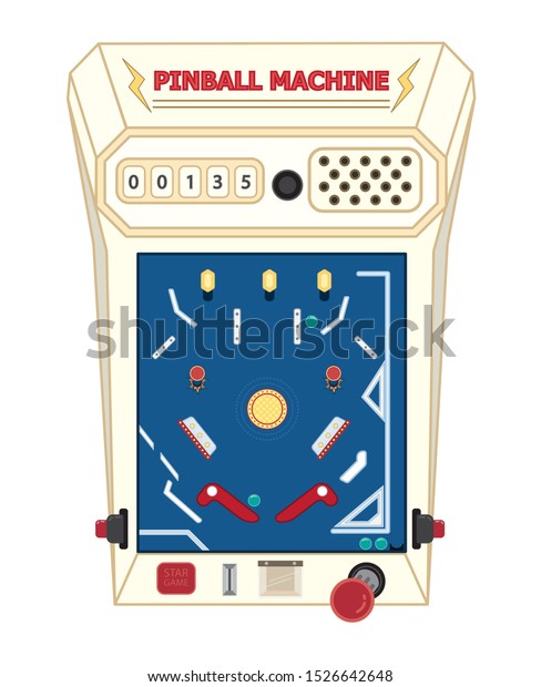 Vintage game pinball machine. flat design cartoon concept. vector ...