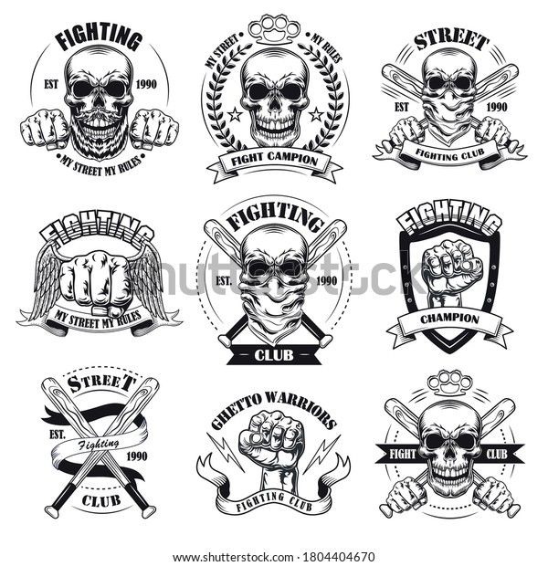 Vintage Gangsta Tattoo Flat Emblems Set Stock Vector (Royalty Free ...
