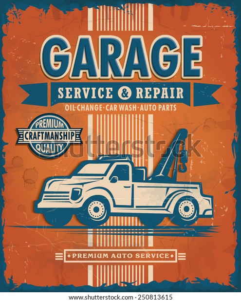 Vintage Garage Poster Design Stock Vector (Royalty Free) 250813615