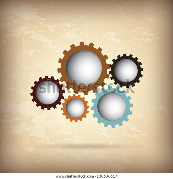 Vintage Gears Over Beige Background Vector Stock Vector (Royalty Free ...