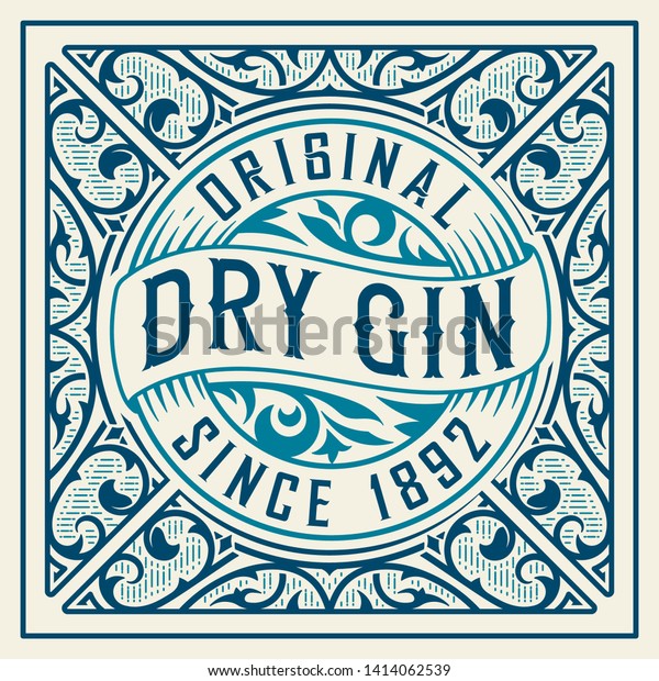 Vintage Gin Label Vector Layered Stock Vector (Royalty Free) 1414062539 ...