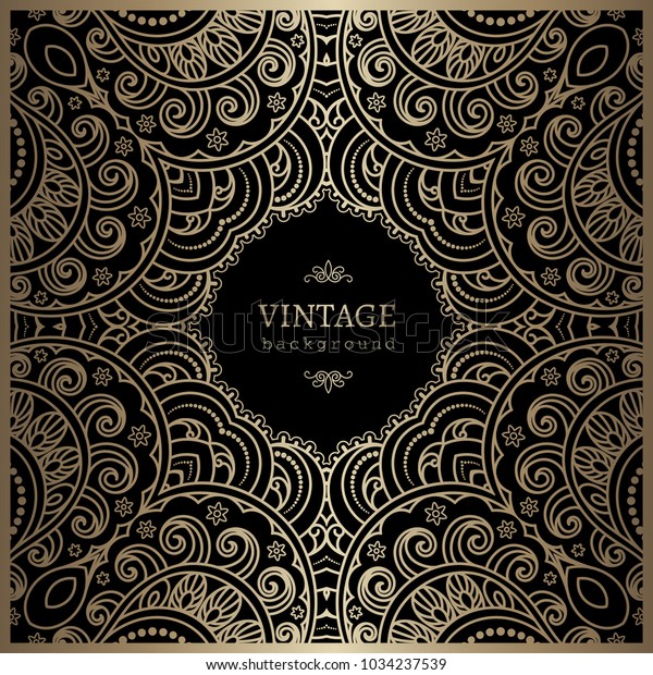 Vintage Gold Background Swirly Pattern Vector Stock Vector (Royalty ...