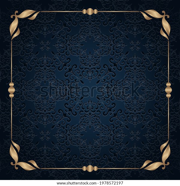 Vintage Gold Frame Scroll Corner Patterns Stock Vector (Royalty Free ...