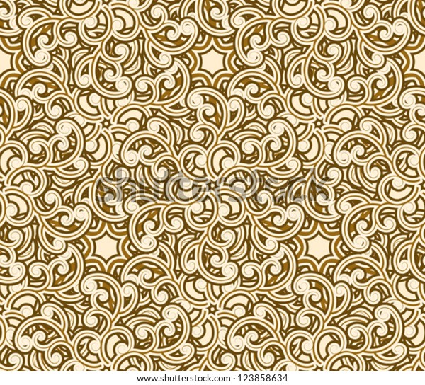 Vintage Gold Seamless Floral Pattern Vector 스톡 벡터(로열티 프리) 123858634 ...