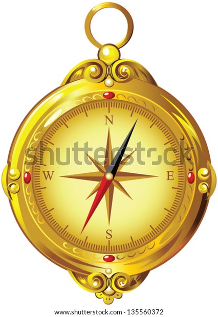 Vintage Golden Compass Vector Illustration Stock Vector (Royalty Free ...