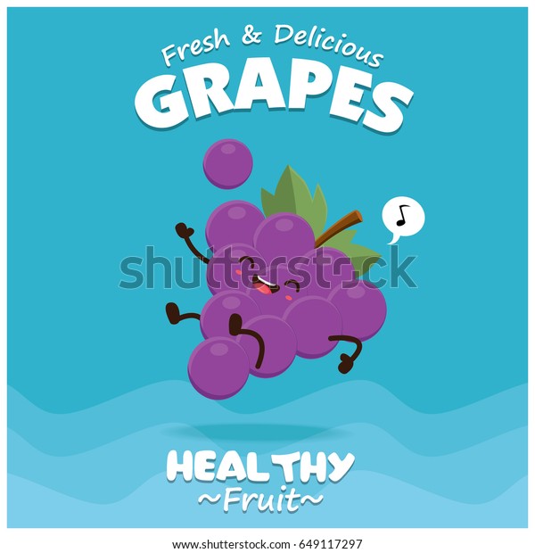 Vintage Grapes Poster Design Vector Grapes Stock Vector (Royalty Free ...