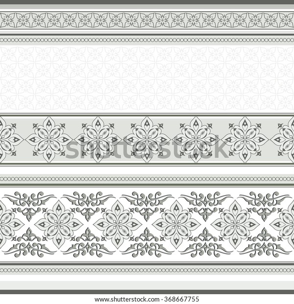 Vintage Gray Seamless Border On White Stock Vector (Royalty Free) 368667755