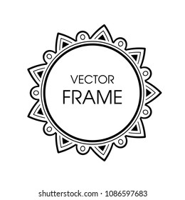 Vintage Grayscale Round Frame Line Style Stock Vector (Royalty Free ...