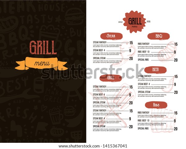 Vintage Grill Menu Design Grill Poster Stock Vector (Royalty Free ...