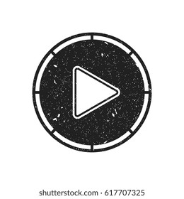 Vintage Grunge Play Button Stock Vector (Royalty Free) 617707325 ...