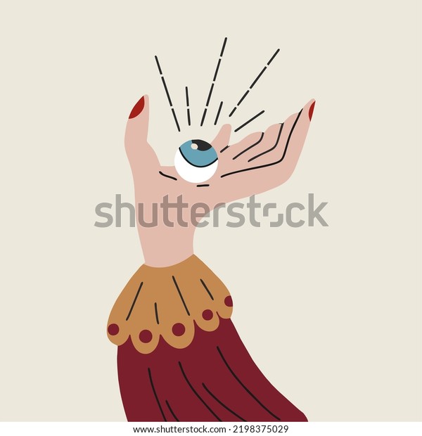 Vintage Hand Allseeing Eye Print Hand Stock Vector (Royalty Free ...