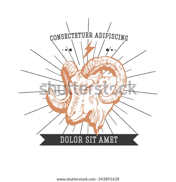 Vintage Hand Draw Ram Label Vector Stock Vector (Royalty Free ...