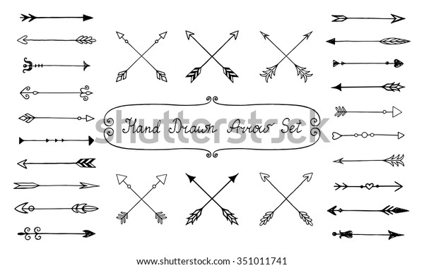 Vintage Hand Drawn Arrow Set Vector Stock Vector (Royalty Free) 351011741