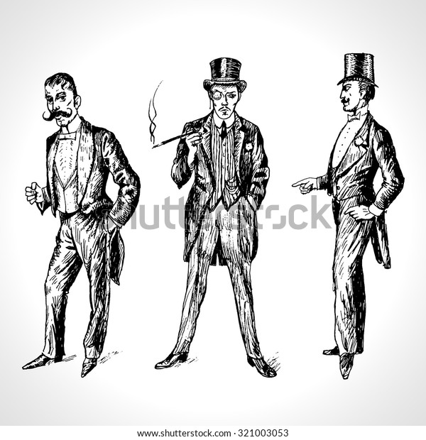 Vintage Hand Drawn Gentlemen Set Mens Stock Vector (Royalty Free ...