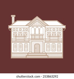 Vintage House Building Vector Stock Vector (Royalty Free) 253863292 ...