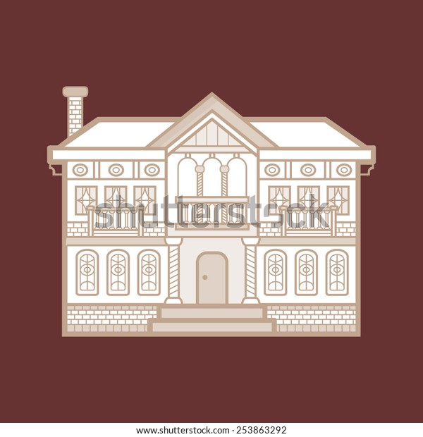 Vintage House Building Vector Stock Vector (Royalty Free) 253863292 ...