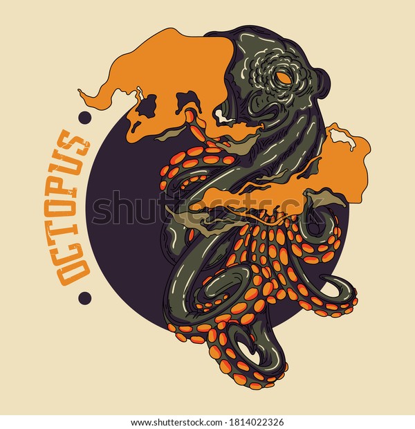 Vintage Illustration Octopus Design Vector Stock Vector (Royalty Free ...
