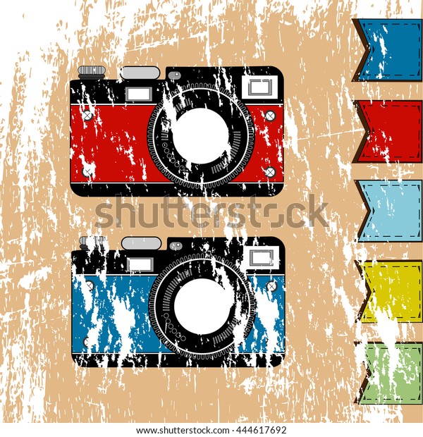 Vintage Image Cameras Flags Stock Vector (Royalty Free) 444617692 ...
