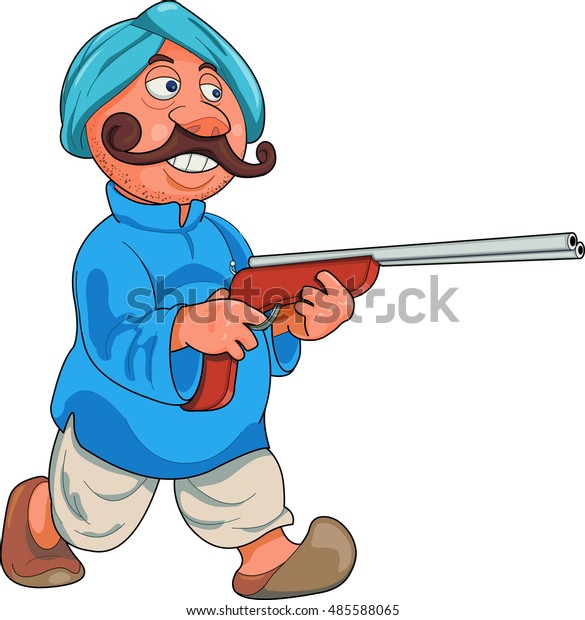 Vintage Indian Hunter Stock Vector (Royalty Free) 485588065