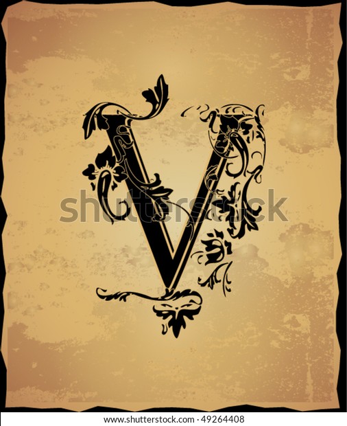 Vintage Initials Letter V Stock-Vektorgrafik (Lizenzfrei) 49264408