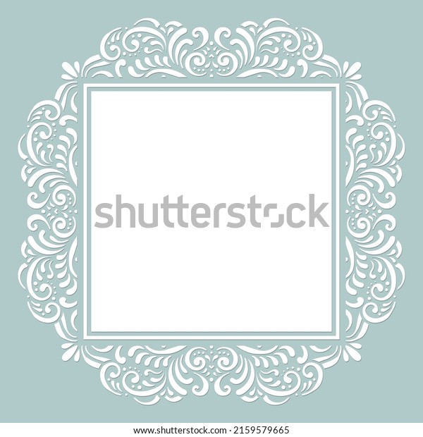 Vintage Invitation Background Square Frame Stencil: เวกเตอร์สต็อก (ปลอด ...