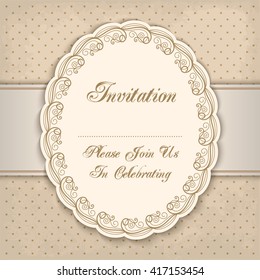 Vintage Invitation Template Lacy Borders Vector Stock Vector (Royalty ...