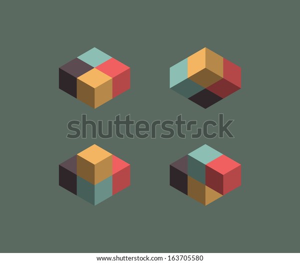 Vintage Isometric Cube Symbols Stock Vector (Royalty Free) 163705580 ...