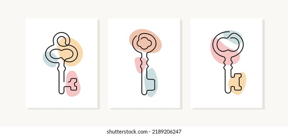 Vintage Keys Continuous Line Posters Stock Vector (Royalty Free ...