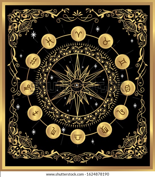 Vintage Label Divine Magic Occult Vector Stock Vector (Royalty Free ...