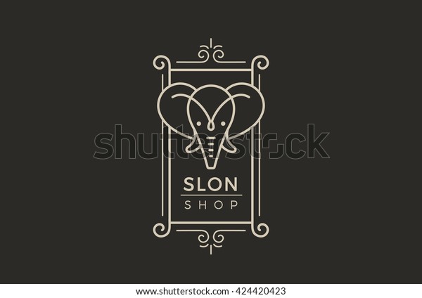 Vintage Label Elephant Logo Design Vector Stock Vector (Royalty Free ...