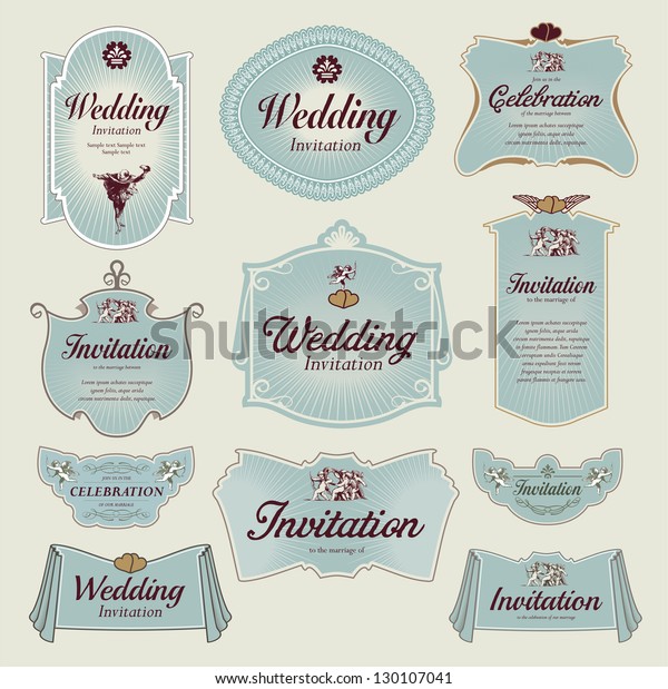 Vintage Label Wedding Invitation Stock Vector (Royalty Free) 130107041