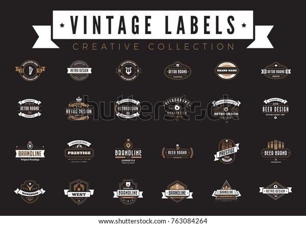 Vintage Labels Logo Collection Vector Design Stock Vector (Royalty Free ...