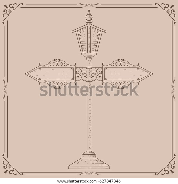 Vintage Lamp Post Hand Drawn Sketch Stock Vector (Royalty Free ...