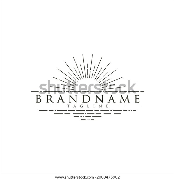 Vintage Line Art Sun Logo Vector Stock Vector (Royalty Free) 2000475902 ...