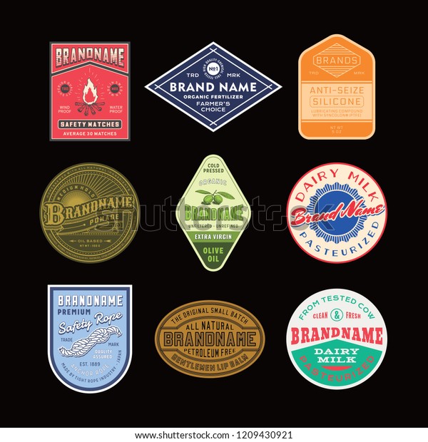 Vintage Logo Label Design Set Stock Vector (Royalty Free) 1209430921