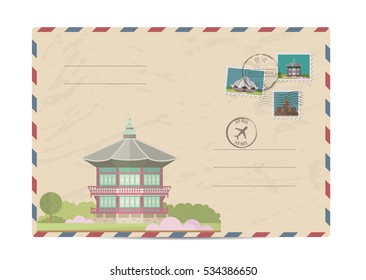 Japan Vintage Postal Envelope Postage Stamps Stock Illustration 1045436215