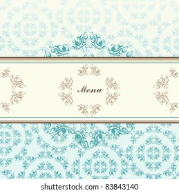 Vintage Menu Vector Background Blue Elements Stock Vector (Royalty Free ...